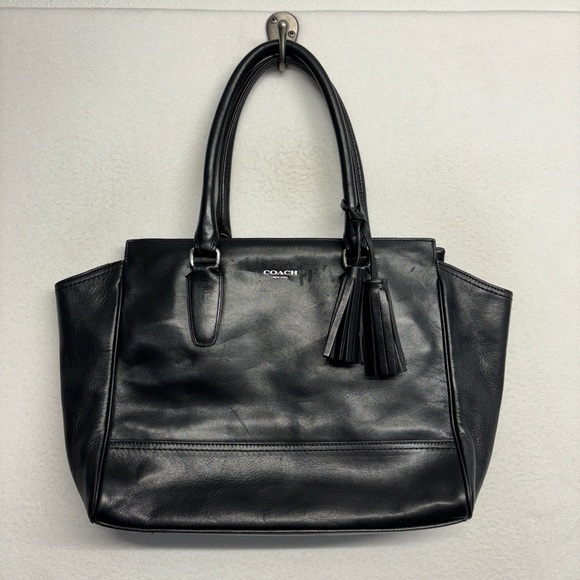 Coach | Bags | Coach Legacy Black Leather Candace Tote Bag Tassel Large ...